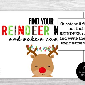 What's Your Reindeer Name, Christmas Name Game, Fun Party Name Tags ...