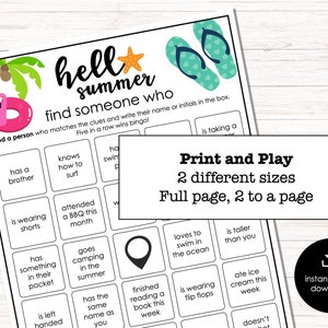 Summer Find Someone Who Bingo: Printable Icebreaker Game (digital ...