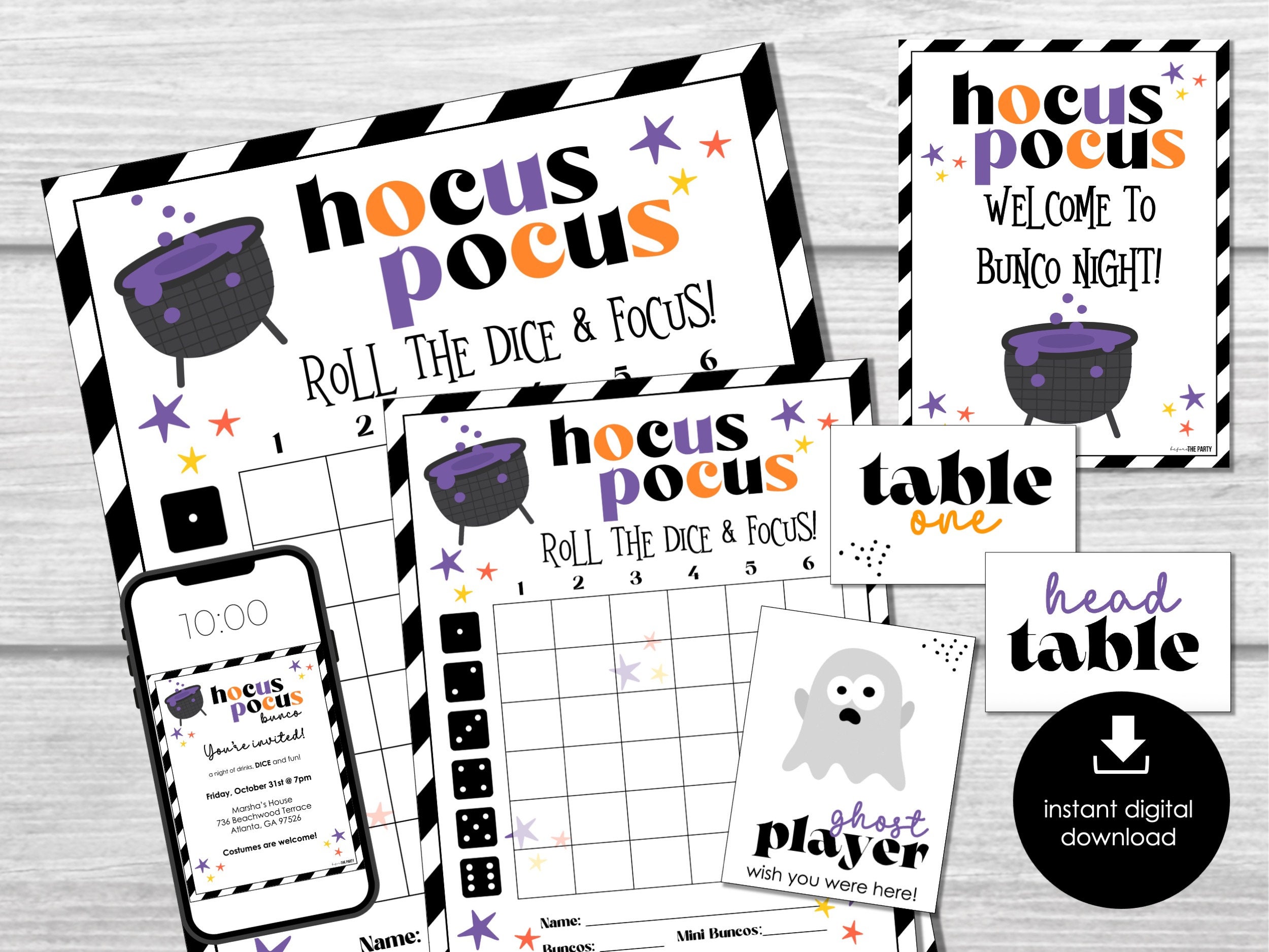 Halloween Bunco Score Cards, Bunco With My Witches Score Sheets ...