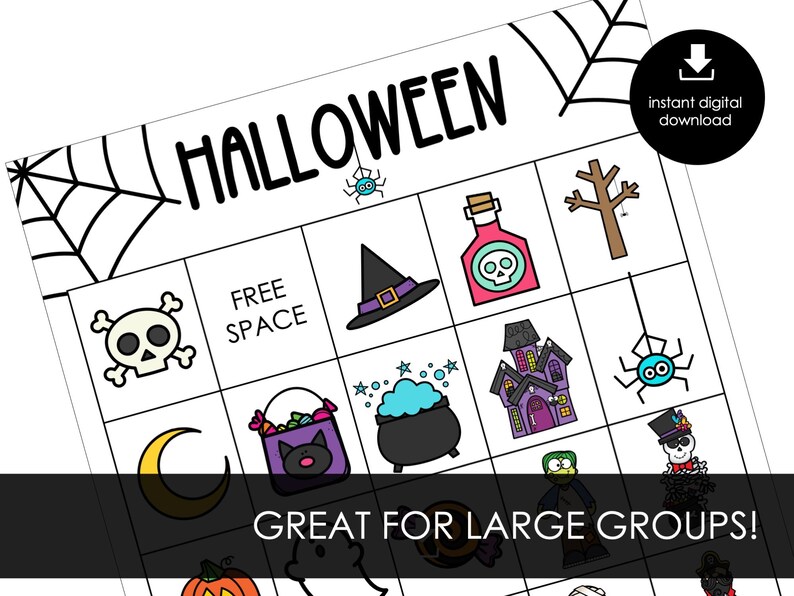 Halloween Bingo Printable Halloween Vocabulary Bingo Game - Etsy