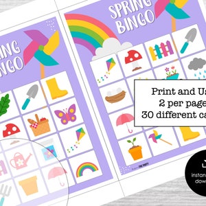 Spring Bingo Party Game for Kids, Classroom Bingo Game, Springtime ...