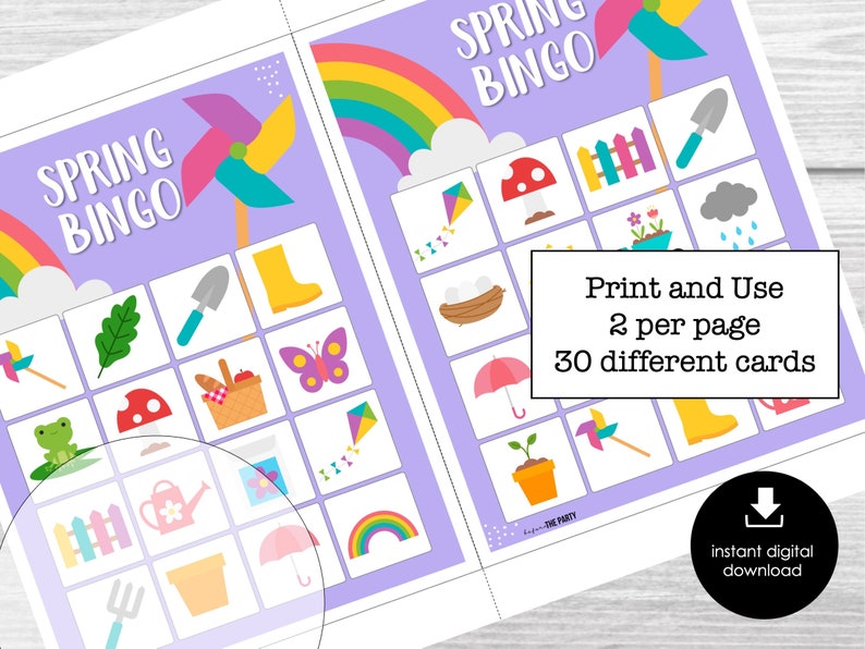 Spring Bingo Party Game for Kids, Classroom Bingo Game, Springtime ...