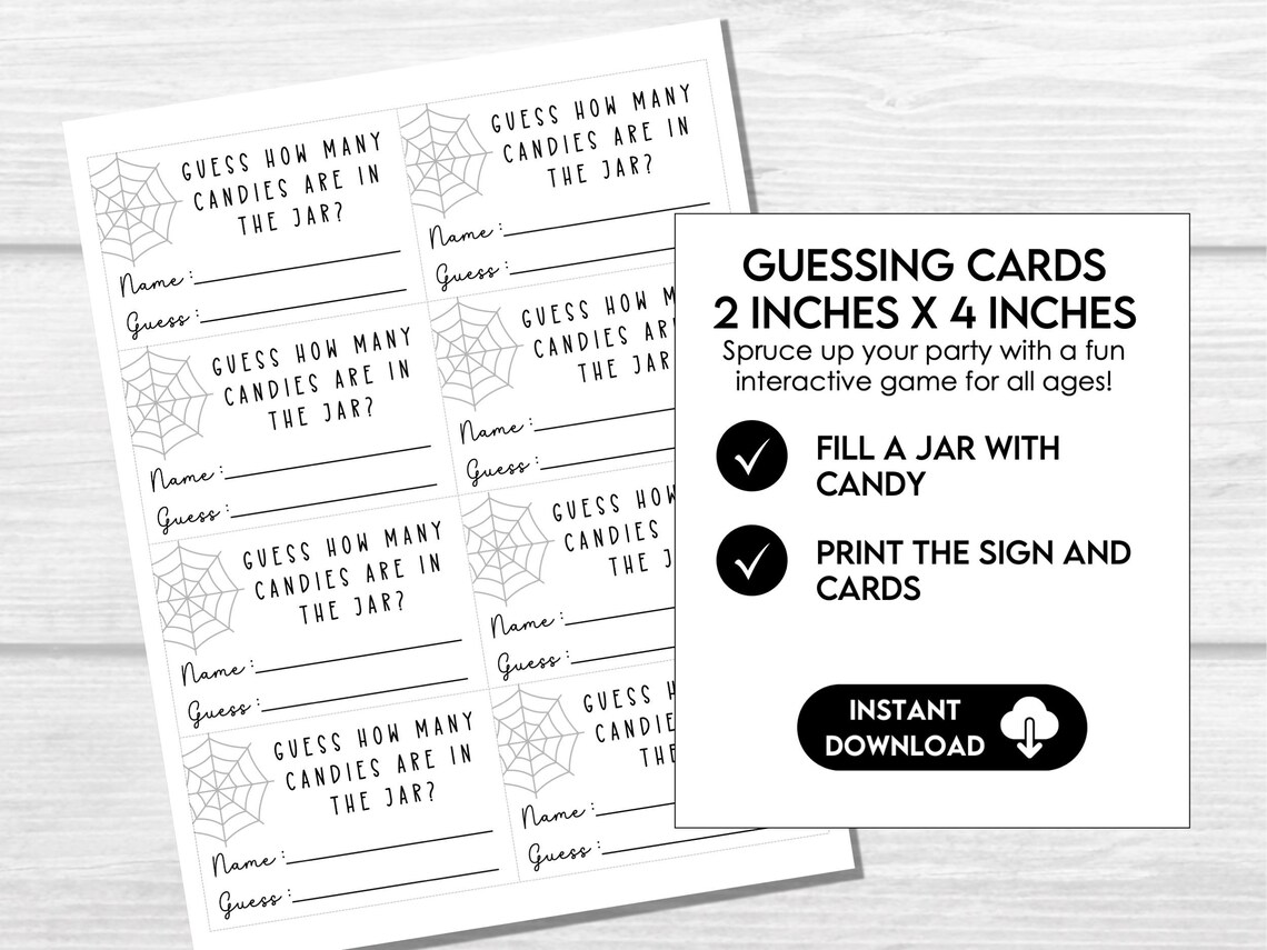 Halloween Candy Guessing Game: Spooky Party Activity (digital Download ...