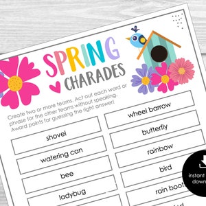 Spring Charades Party Game for Kids, Classroom Charades for Springtime ...