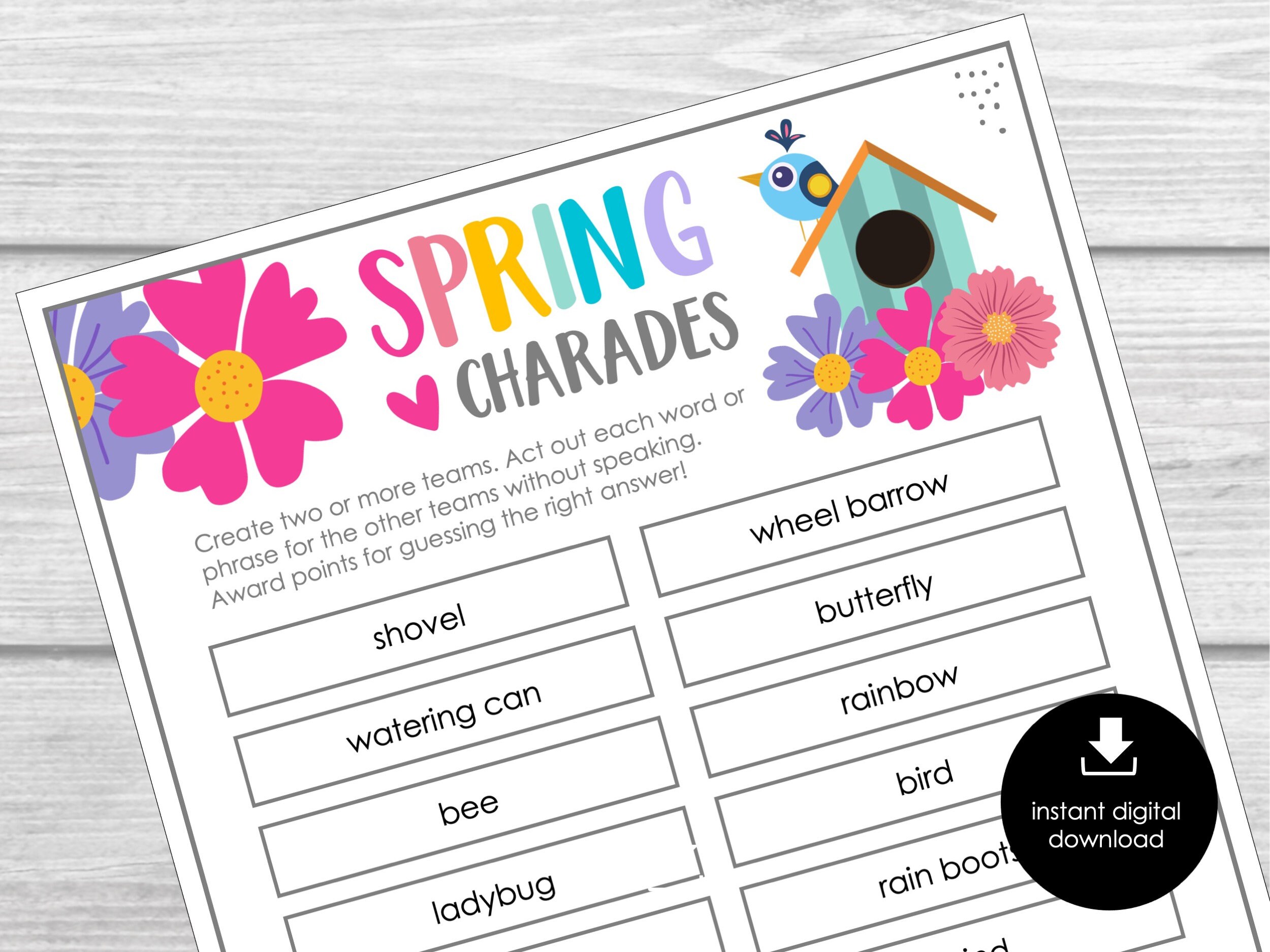 Spring Charades Party Game for Kids Classroom Charades for - Etsy
