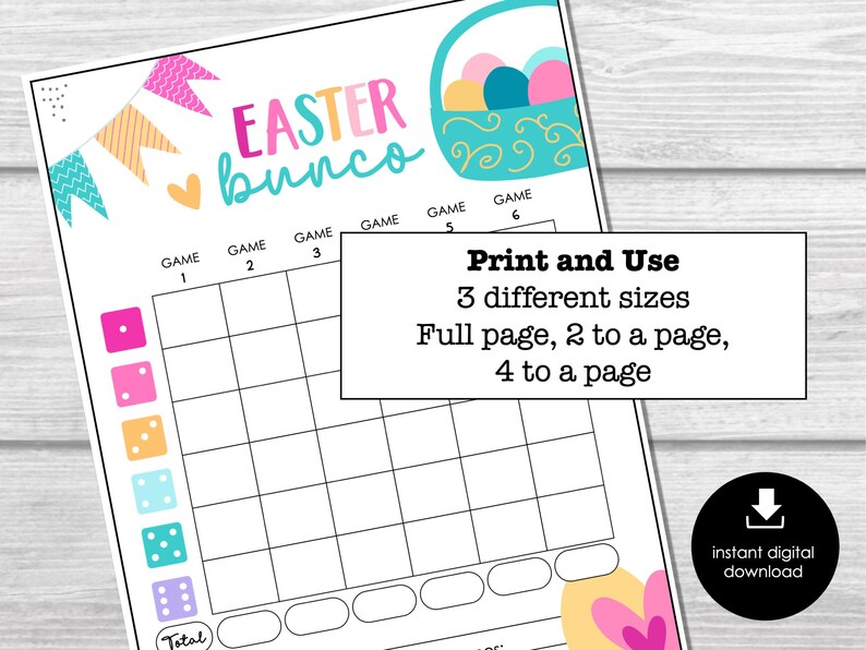Easter Bunco Score Cards April Bunco Game Bunco Night - Etsy