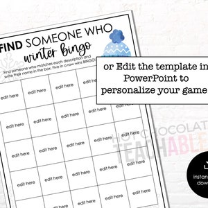 Winter Find Someone Who Printable Bingo Game, Holiday Party Game ...