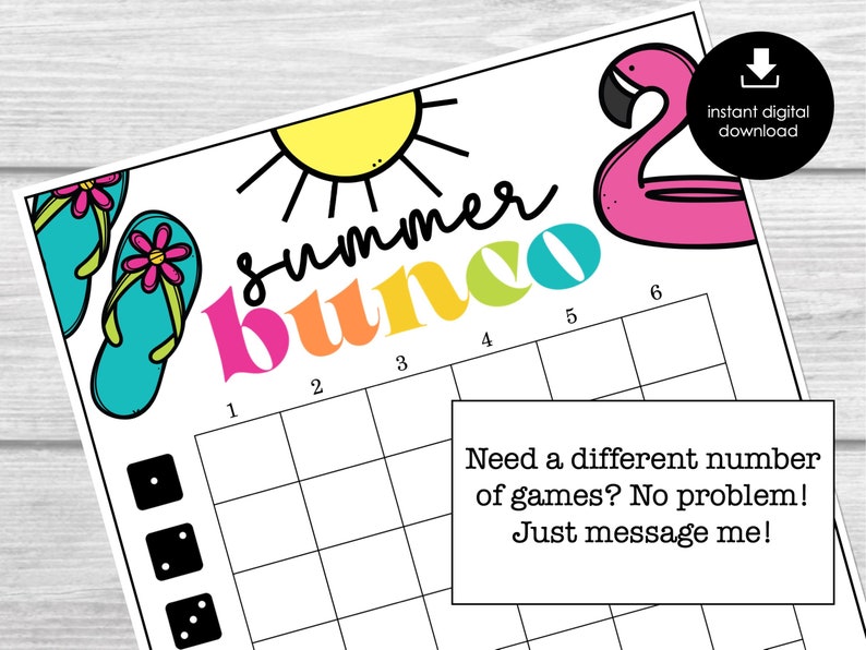 Summer Bunco Score Cards Beach Bunco Invitation July Summer - Etsy