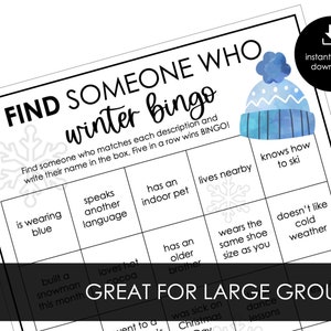 Winter Find Someone Who Printable Bingo Game, Holiday Party Game ...