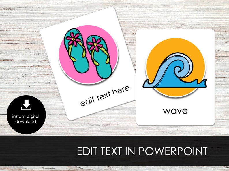 Summer Printable Flashcards for Kids, Summer Vocabulary Cards, Editable ...