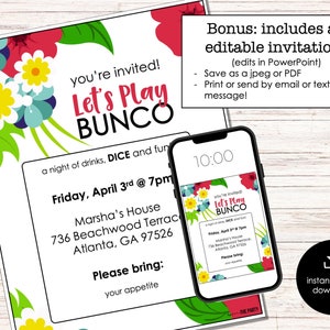 Spring Floral Bunco Score Cards, April Bunco Score Sheets, Spring Bunco ...