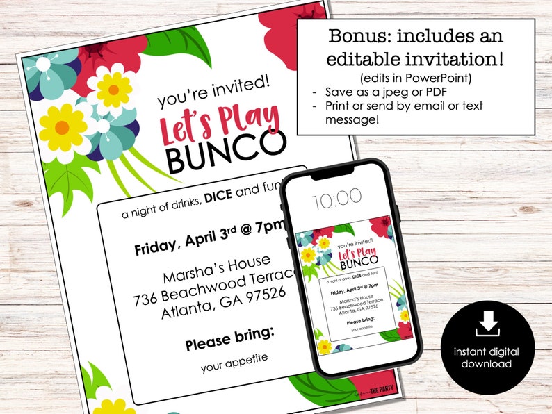 Spring Floral Bunco Score Cards April Bunco Score Sheets - Etsy