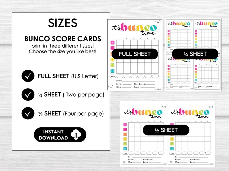 Bunco Game Night Set: Score Cards, Editable Invitation (printable PDF ...