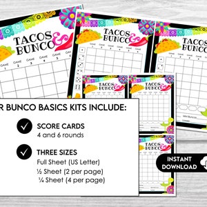 Taco Bunco Scorecards Printable, Fiesta Party Game, Instant Download - Etsy