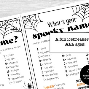 Halloween Spooky Name Game: Party Icebreaker (digital Download) - Etsy