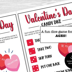 Valentine's Day Candy Dice Game, Valentine Party Game for Kids, Easy ...