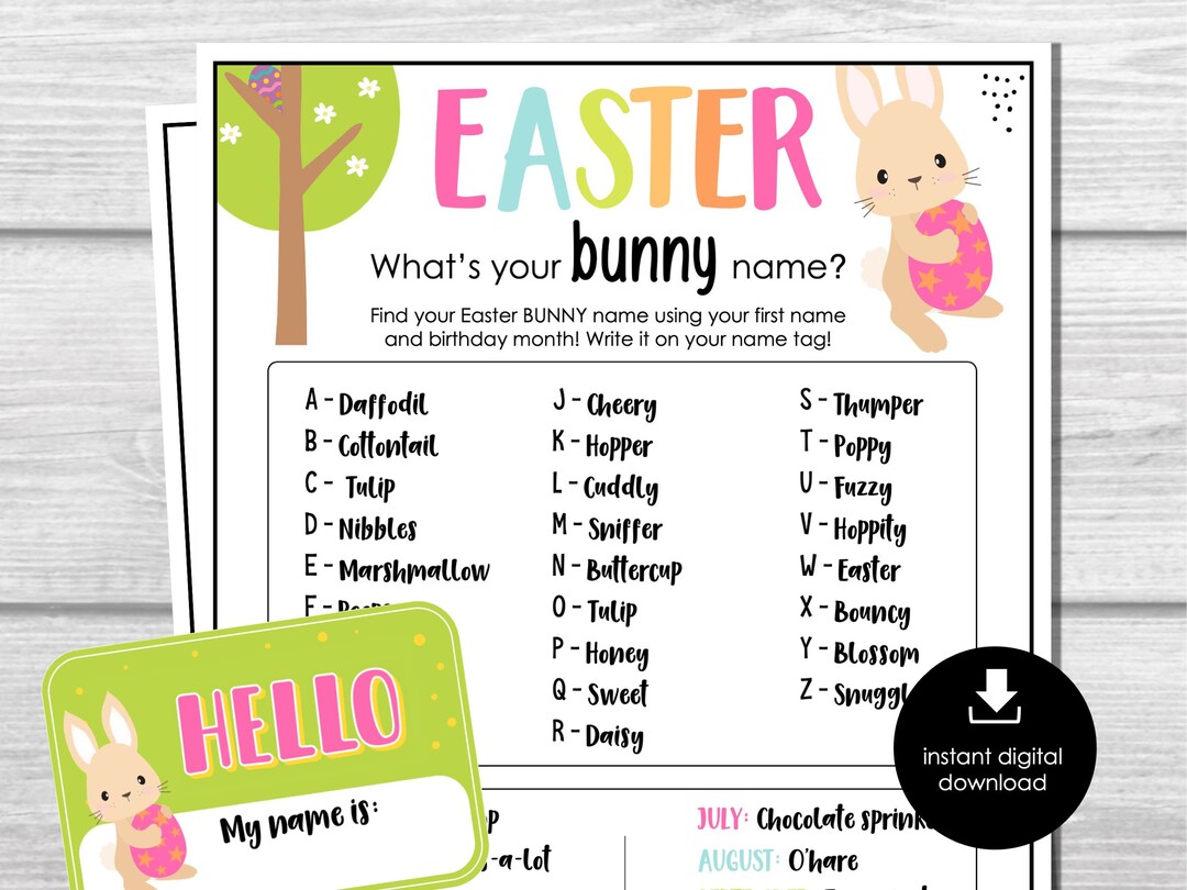 Easter Bunny Name Game: Party Icebreaker (digital Download) - Etsy