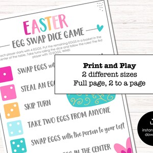 Easter Egg Exchange Dice Game, Printable Easter Games, Easter Group ...