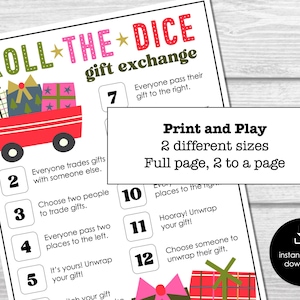 Christmas Gift Exchange Dice Game, Fun Holiday Party Game, Dice Game ...