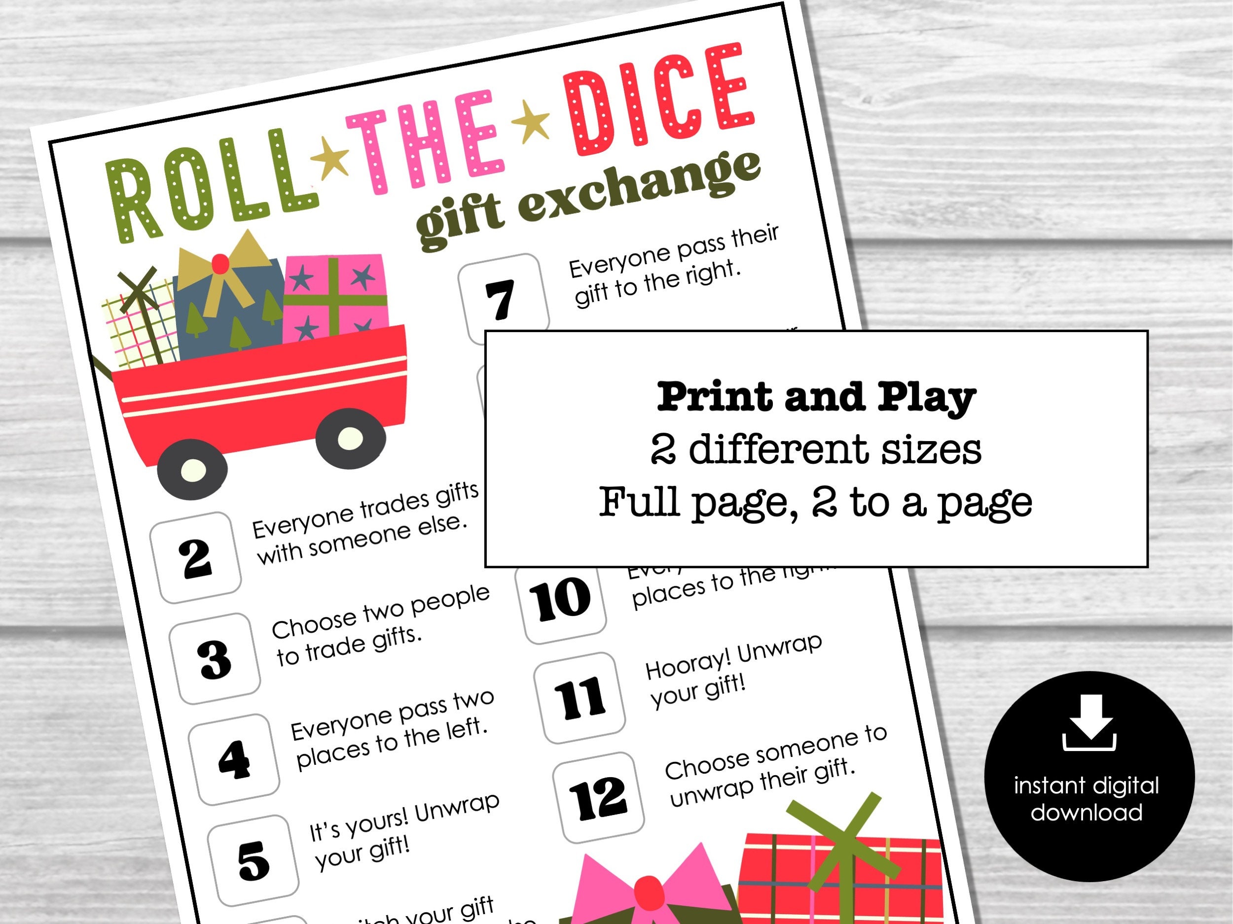 Christmas Gift Exchange Dice Game, Fun Holiday Party Game, Dice Game ...