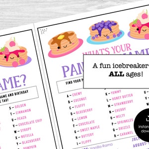 Pancake Name Game: Breakfast Party Icebreaker (digital Download) - Etsy