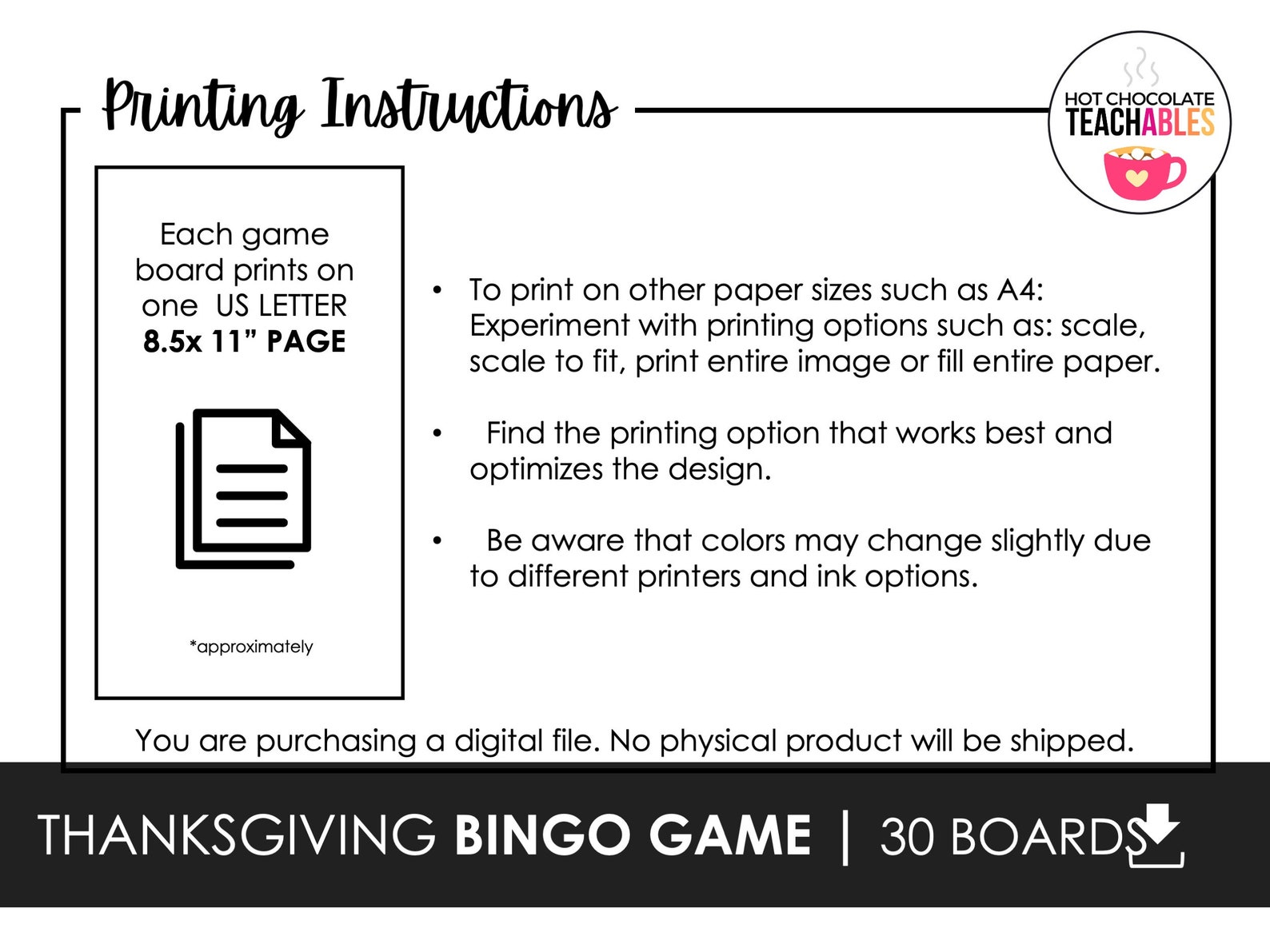 Thanksgiving Bingo 30 Bingo Cards Kids Thanksgiving - Etsy