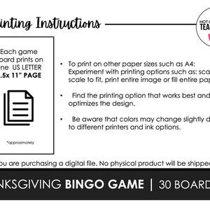 Thanksgiving Bingo, 30 Bingo Cards, Kids Thanksgiving Activity ...