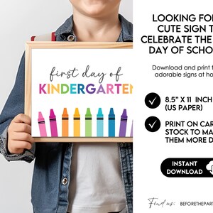 First Day of Kindergarten Sign, Back to School Signs, Printable Signs ...