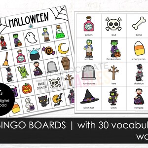 Halloween Bingo, Printable Halloween Vocabulary Bingo Game, Practice ...