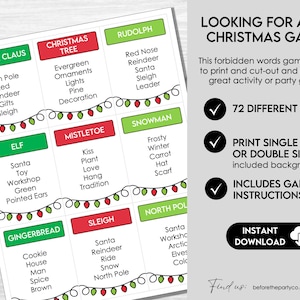 Christmas Forbidden Word Game | Holiday Guess the Word Game | Printable ...