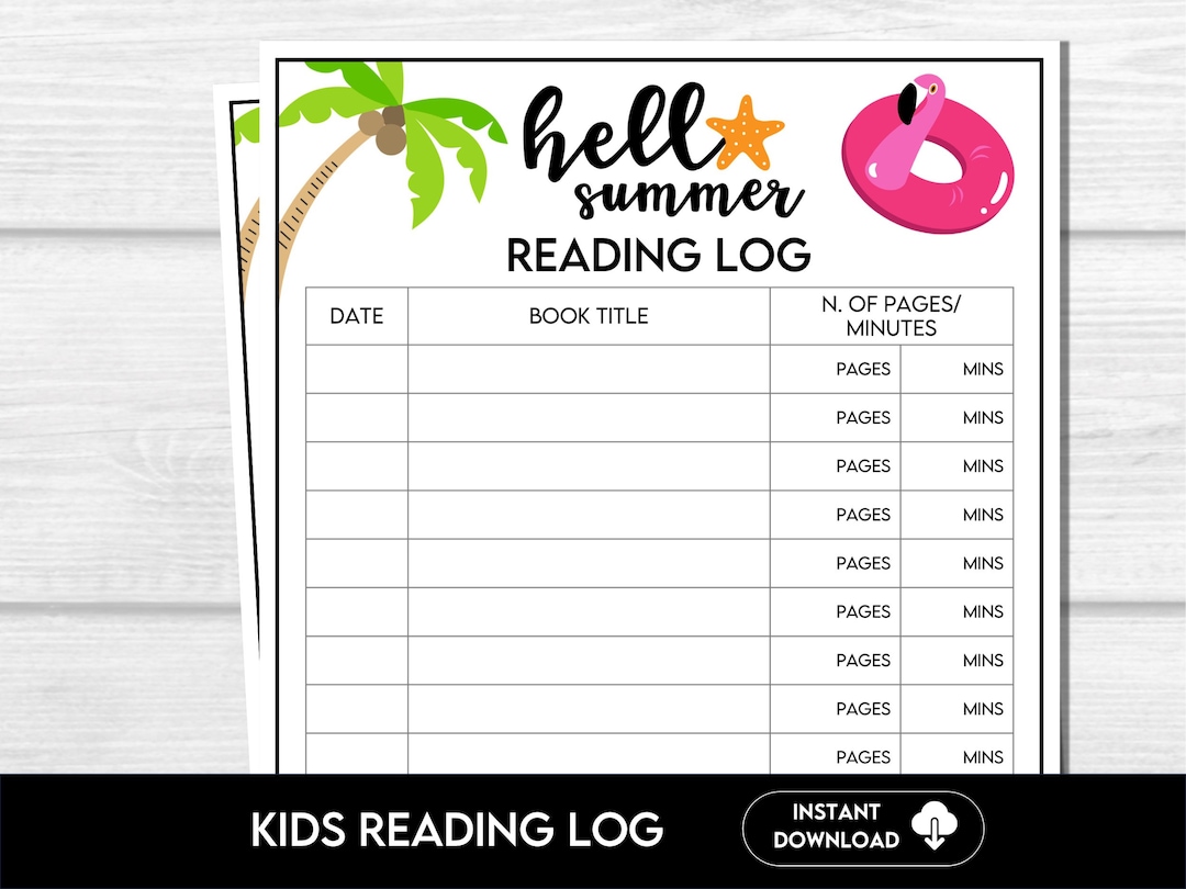 Summer Reading Log, Printable Reading Journal for Kids, Summer Reading ...