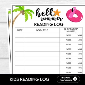 Summer Reading Log, Printable Reading Journal for Kids, Summer Reading ...
