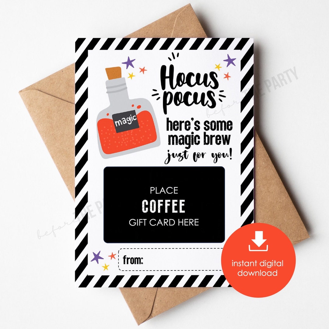 Printable Halloween Coffee Gift Card Holder, Teacher Appreciation Gift ...