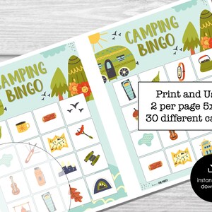 Camping Bingo Game, Party Game for Kids, Classroom Bingo Game, Scout ...