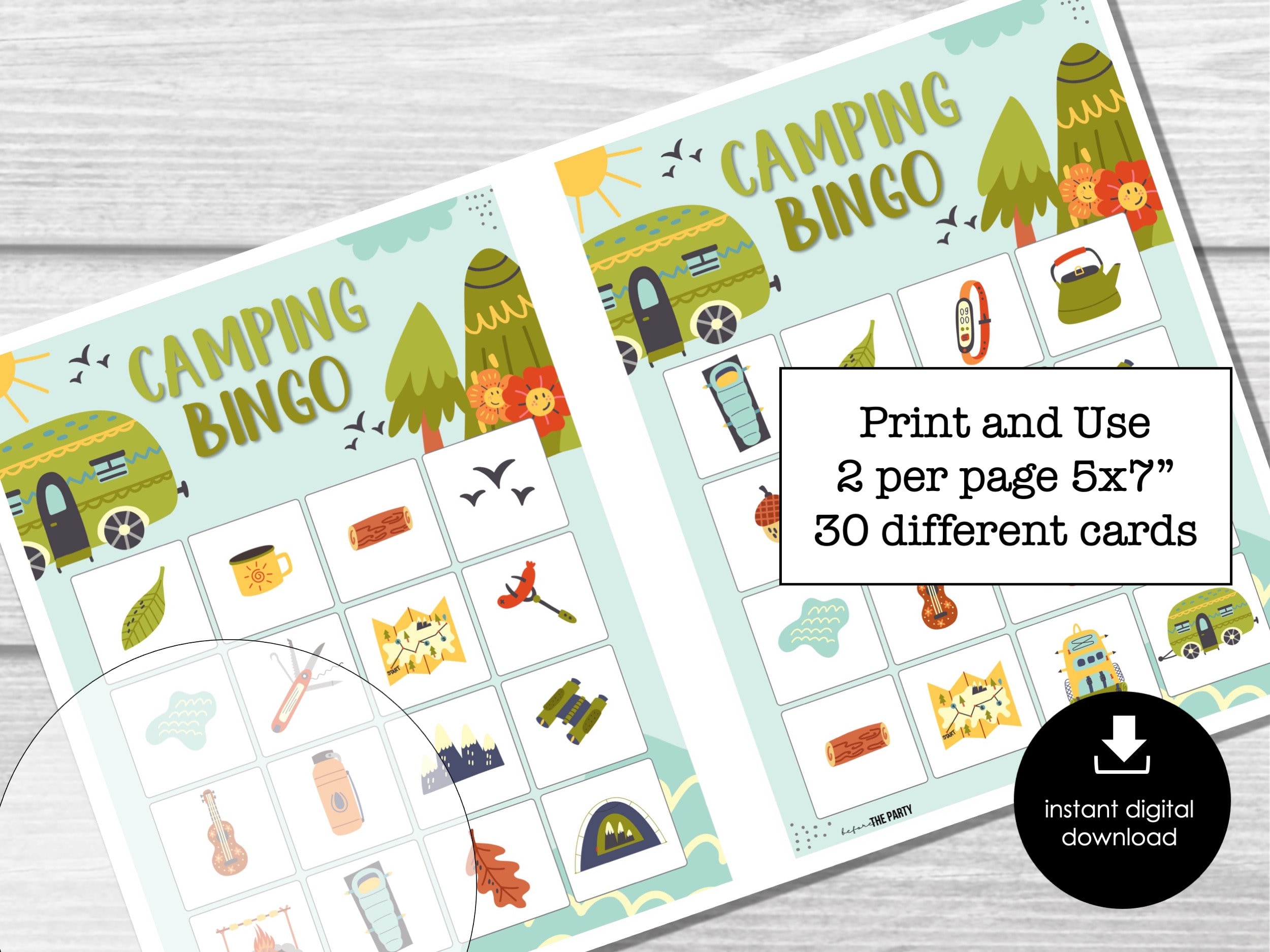 Camping Bingo Game Party Game for Kids Classroom Bingo Game - Etsy