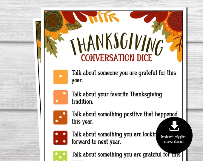Thanksgiving Gratitude Game, Thanksgiving Dice Game, Thanksgiving Party ...