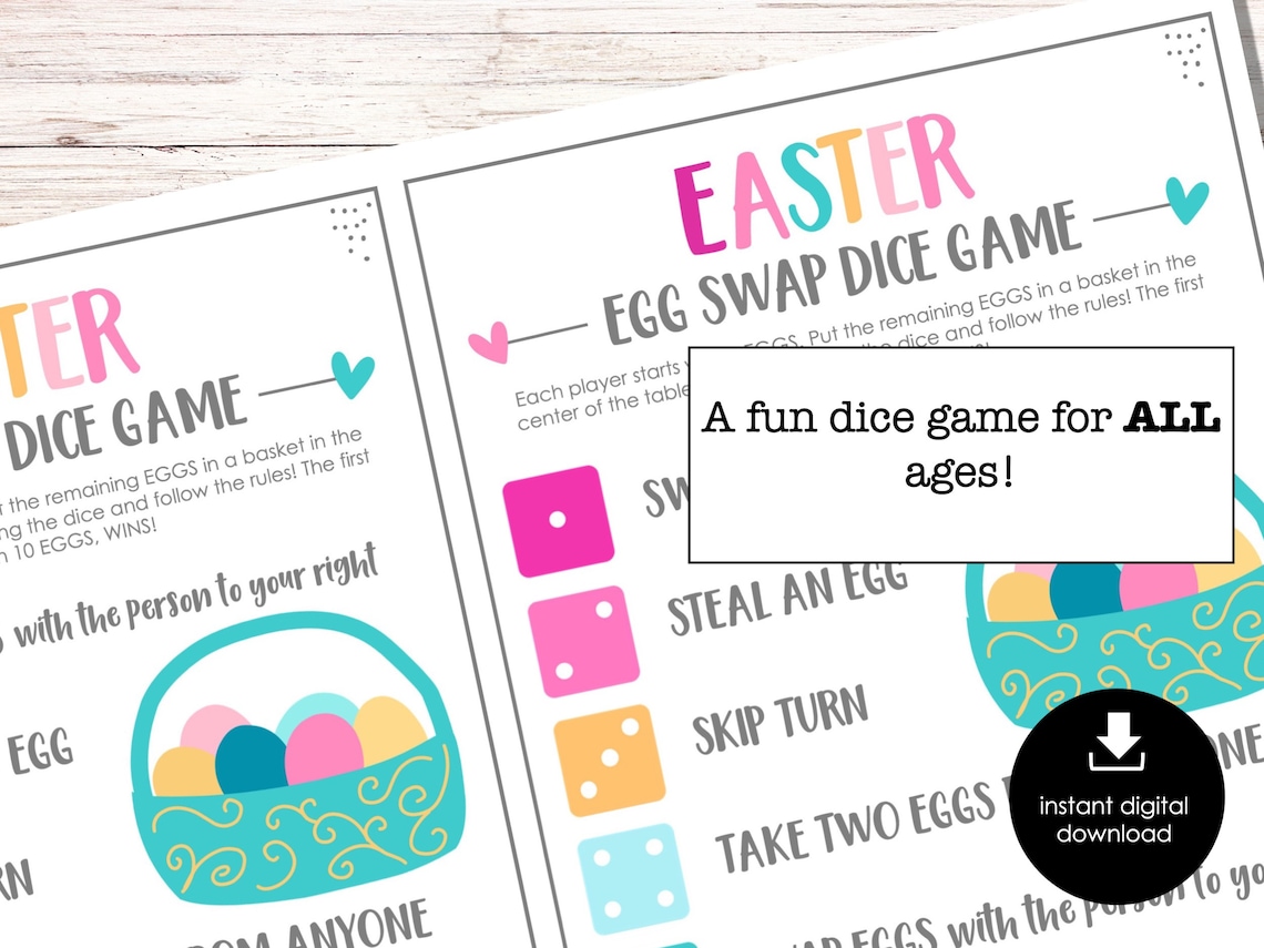 Easter Egg Exchange Dice Game: Printable Party Game (digital Download ...