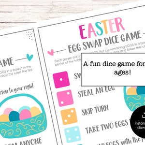 Easter Egg Exchange Dice Game: Printable Party Game (digital Download ...