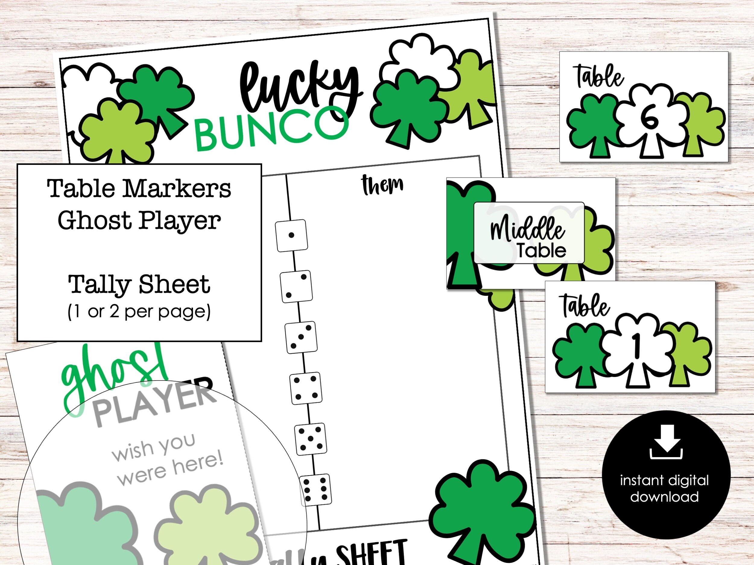 March Bunco Score Sheets St. Patrick's Bunco Lucky Bunco - Etsy