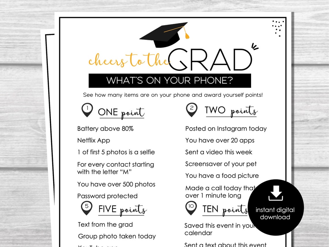 What's on Your Phone Graduation Game, Printable Grad Game, 2023 ...