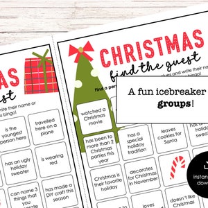 Christmas Find Someone Who Party Game, Printable Find the Guest Bingo ...