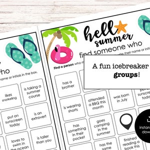 Summer Find Someone Who Bingo: Printable Icebreaker Game (digital ...