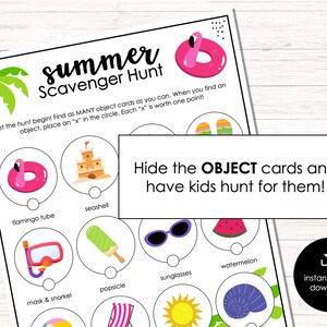 Summer Scavenger Hunt, Printable Kids Activity, Indoor Outdoor Treasure ...