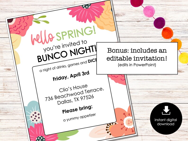 Hello Spring Bunco Score Cards April Bunco Score Sheets - Etsy