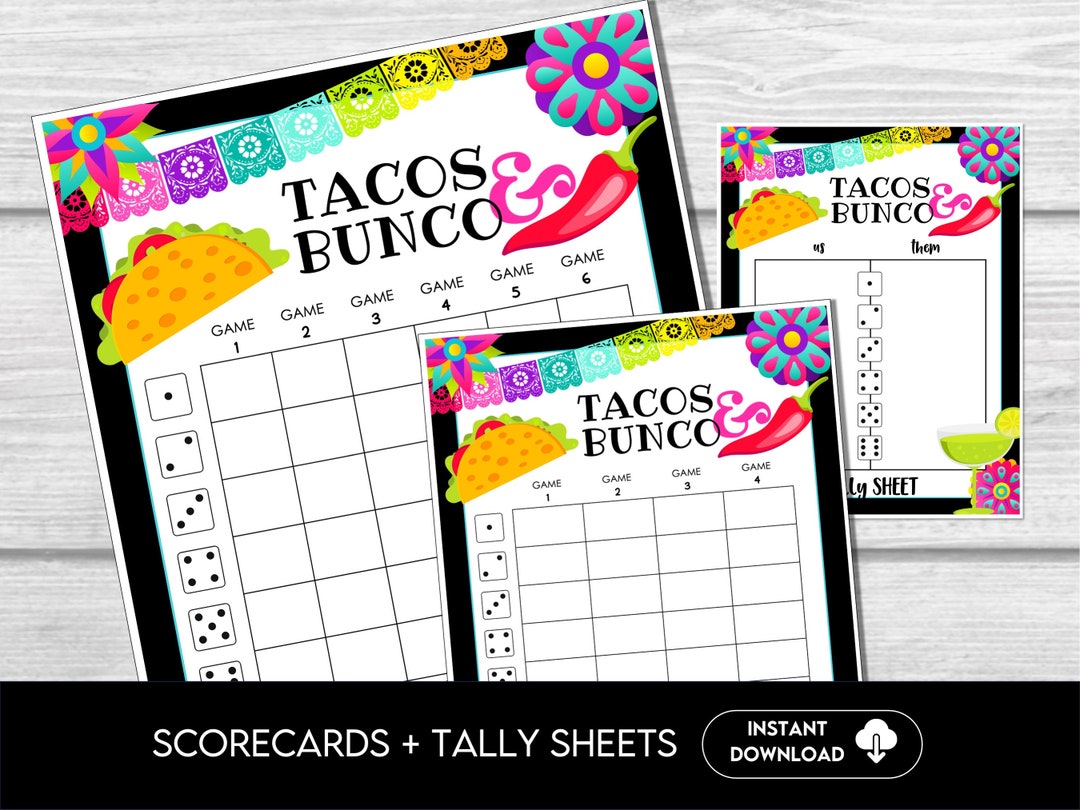 Taco Bunco Scorecards: Fiesta Party Game (digital Download) - Etsy