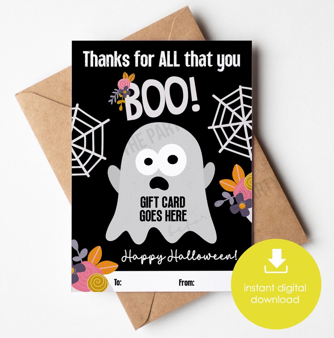 Printable Halloween Gift Card Holder, Teacher Appreciation Gift Card ...