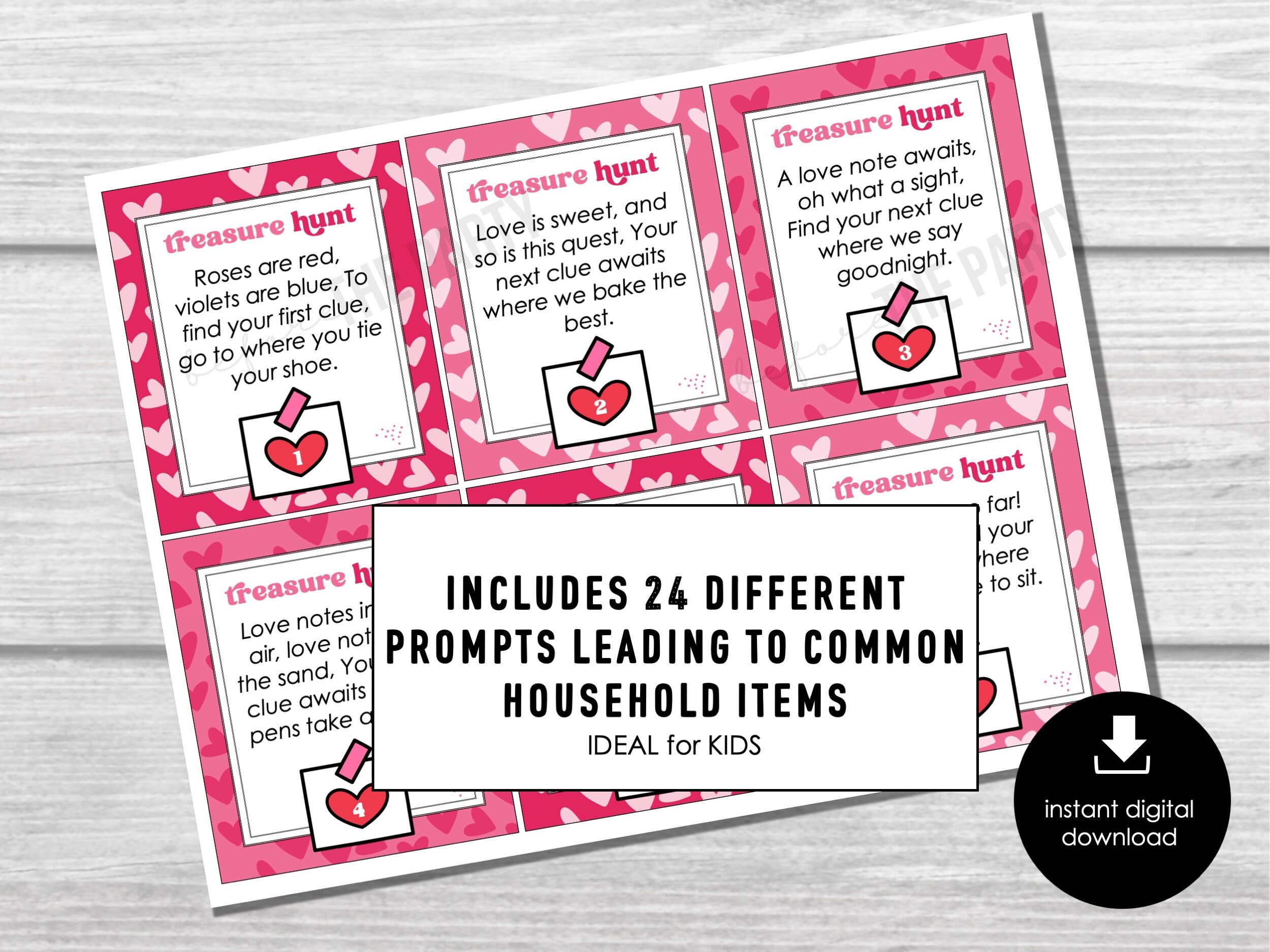 Valentine's Day Treasure Hunt for Kids: Printable Clue Game (digital ...