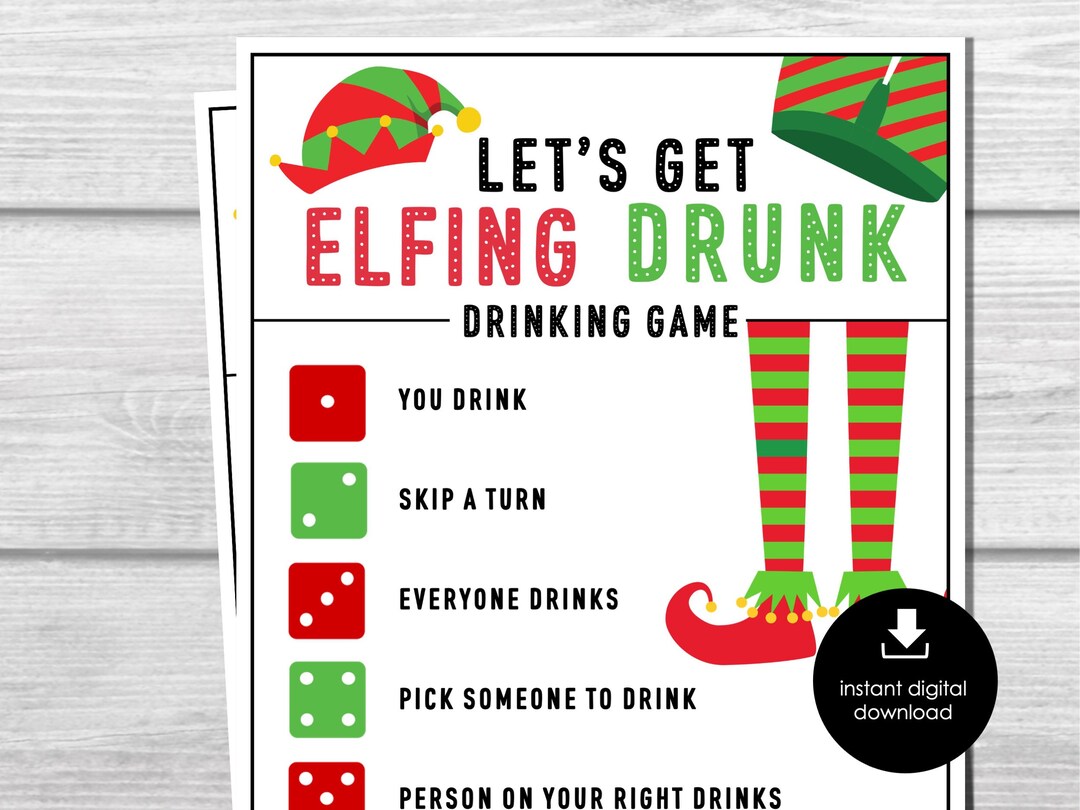 Christmas Party Drinking Game, Holiday Game for Adults - Drunk Dice ...
