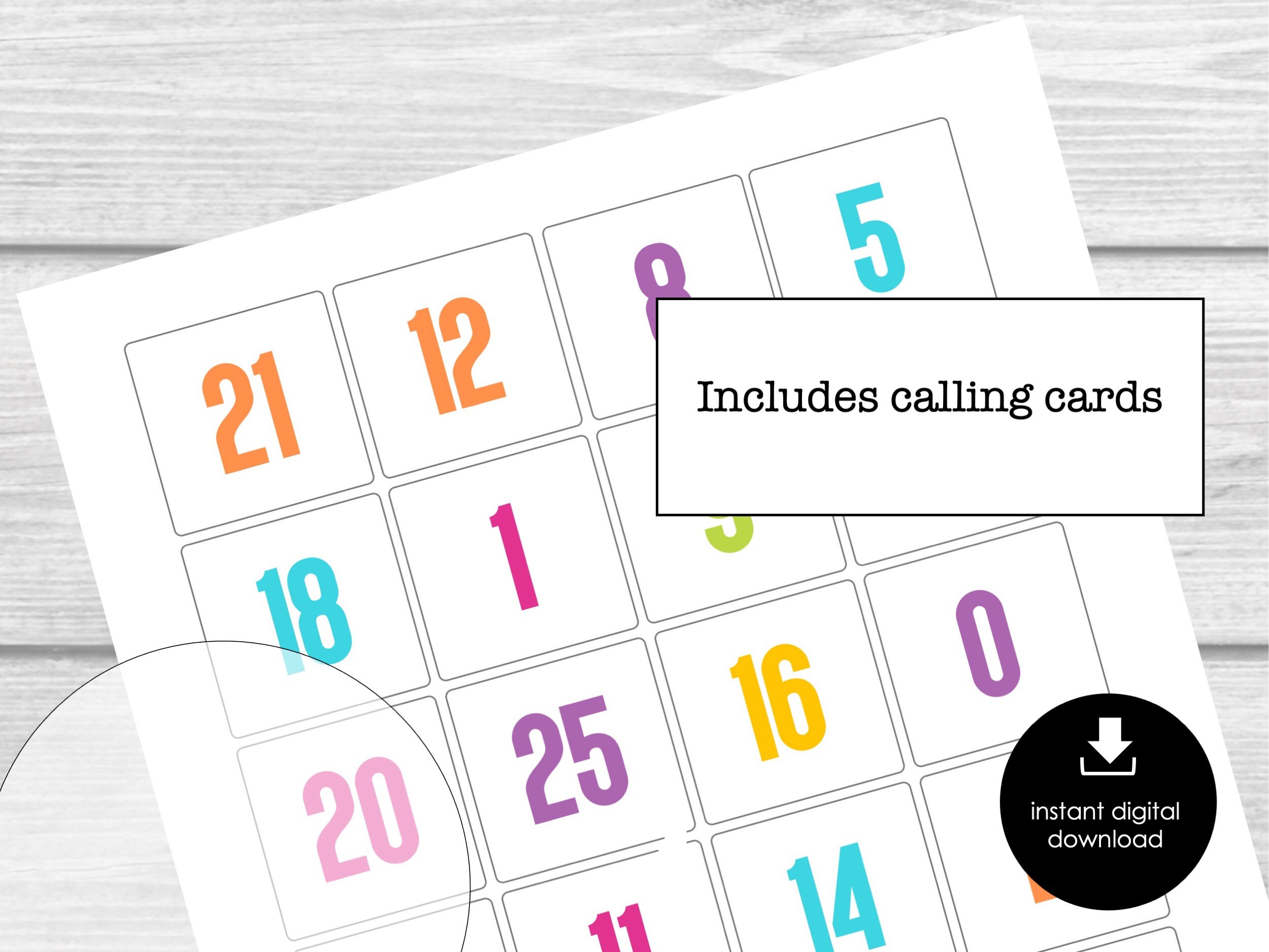 Birthday Bingo Party Game for Kids, Numbers 0-25 Bingo Game, Happy ...