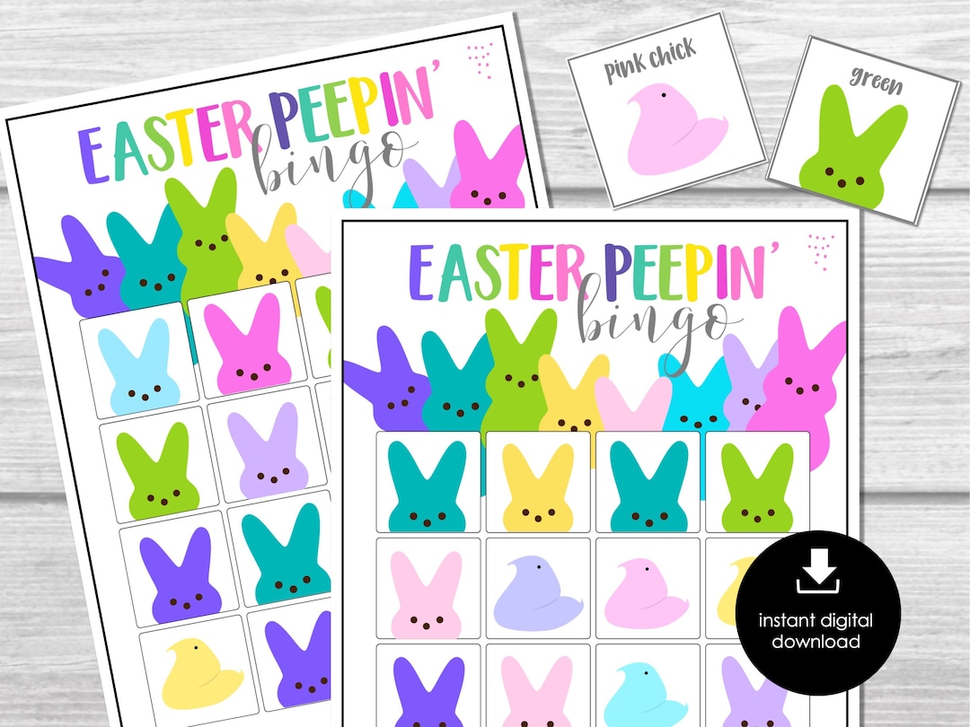 Peeps Easter Bingo Game: Spring Colors, Kids Party (digital Download ...